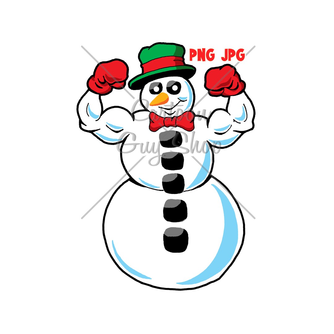 Christmas Clipart Muscle Snowman PNG JPG Cartoon - Etsy UK