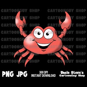 Crab Clip Art - Happy Crab - Shellfish - PNG - JPG - Sublimation ...