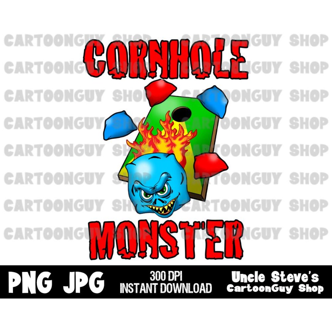 Cornhole Monster Board Clipart: Shirt Sublimation Design (PNG, JPG ...