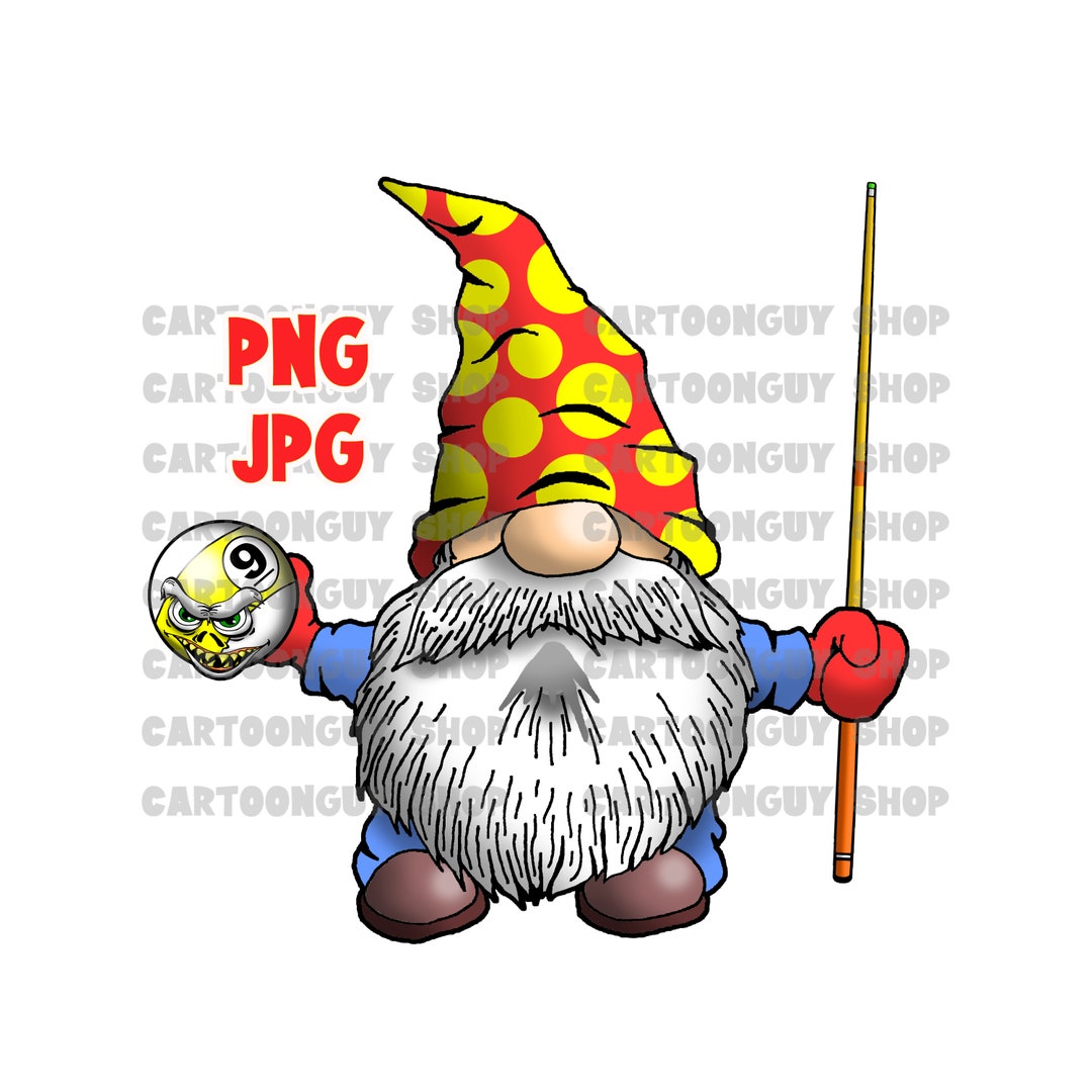 Billiards Clip Art 9 Ball Gnome PNG JPG Cartoon Image Icon Digital ...