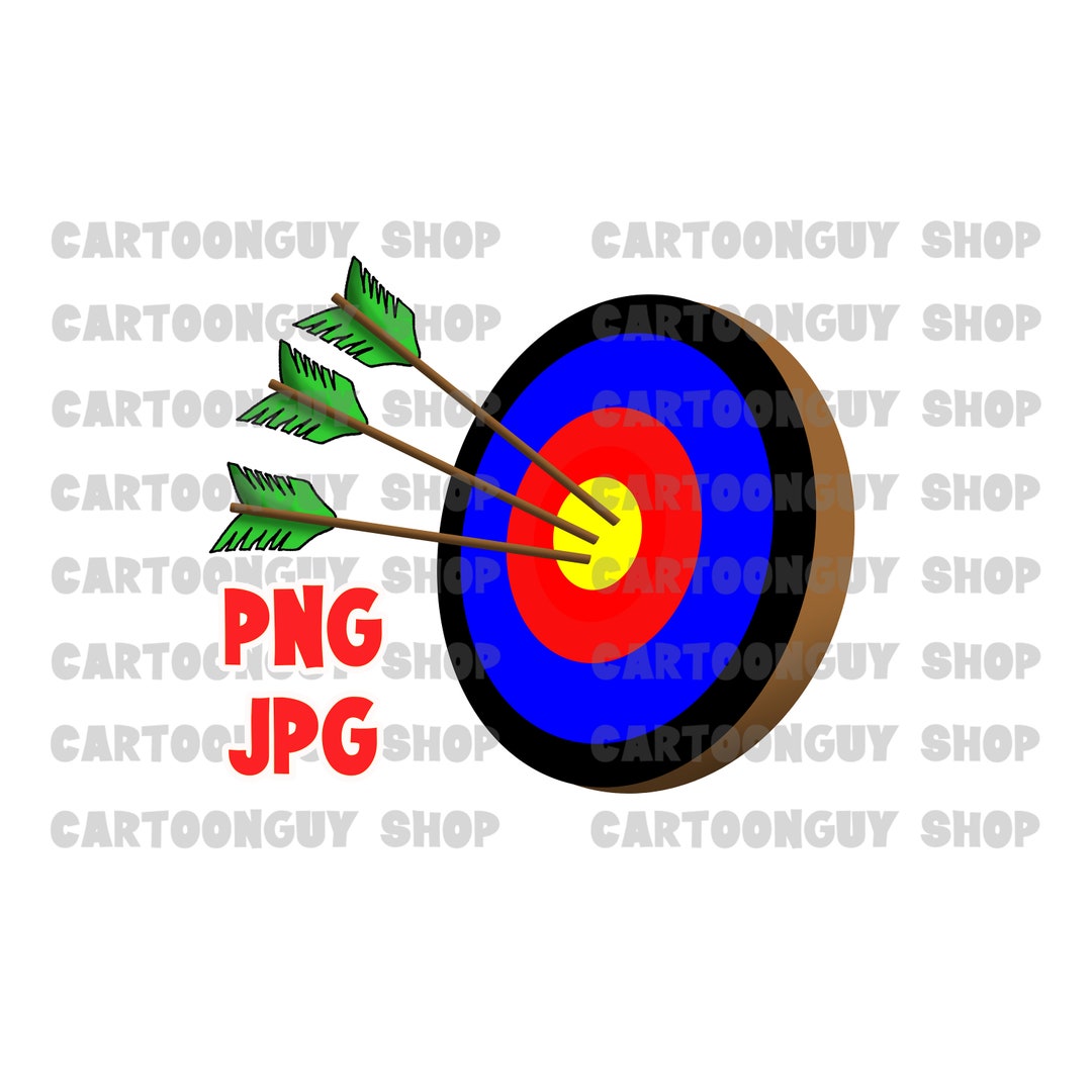 Archery Clip Art Bullseye Archery Target With Arrows PNG JPG Cartoon ...