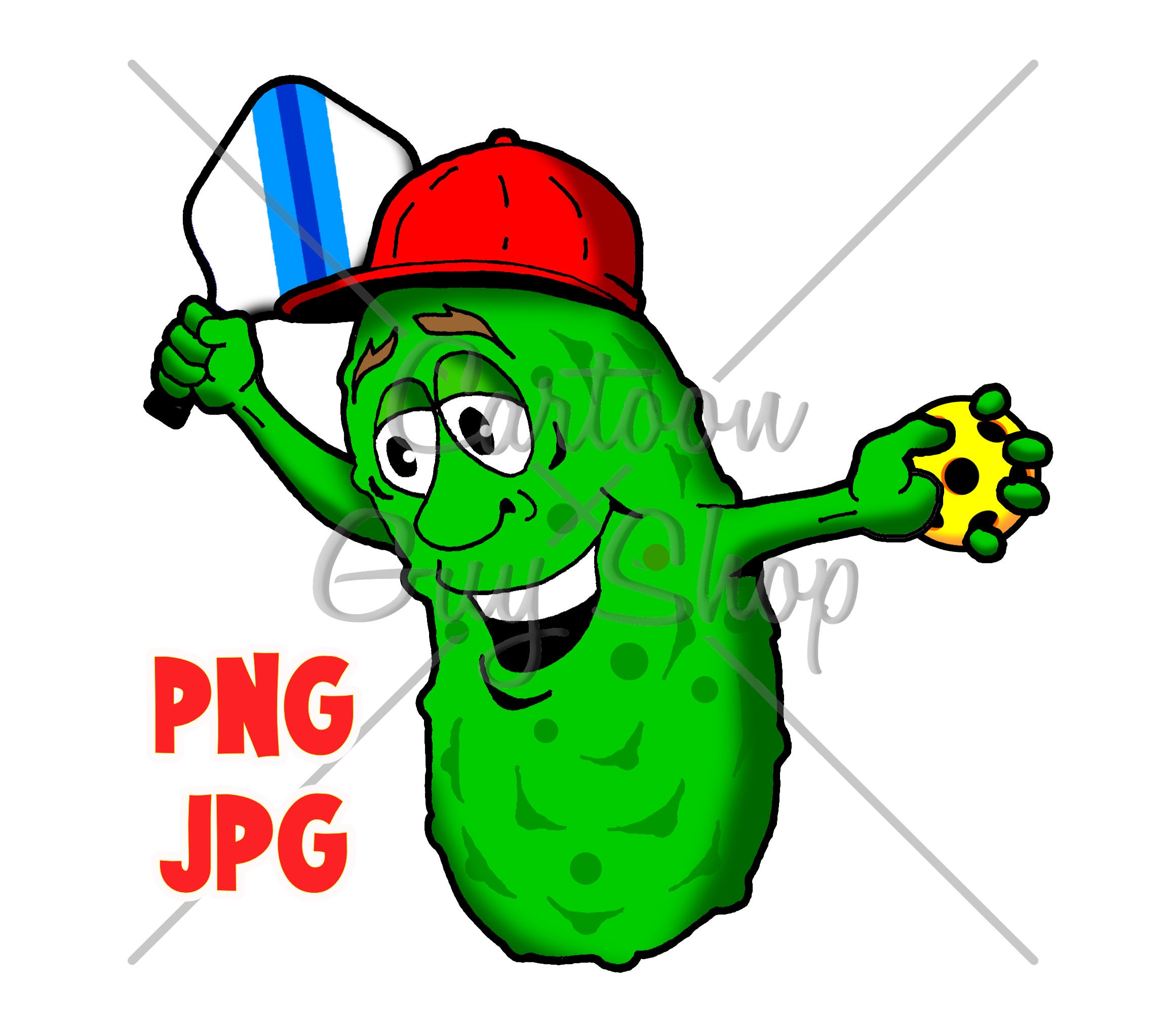 Pickleball Clipart Pickleball Guy PNG JPG Cartoon - Etsy