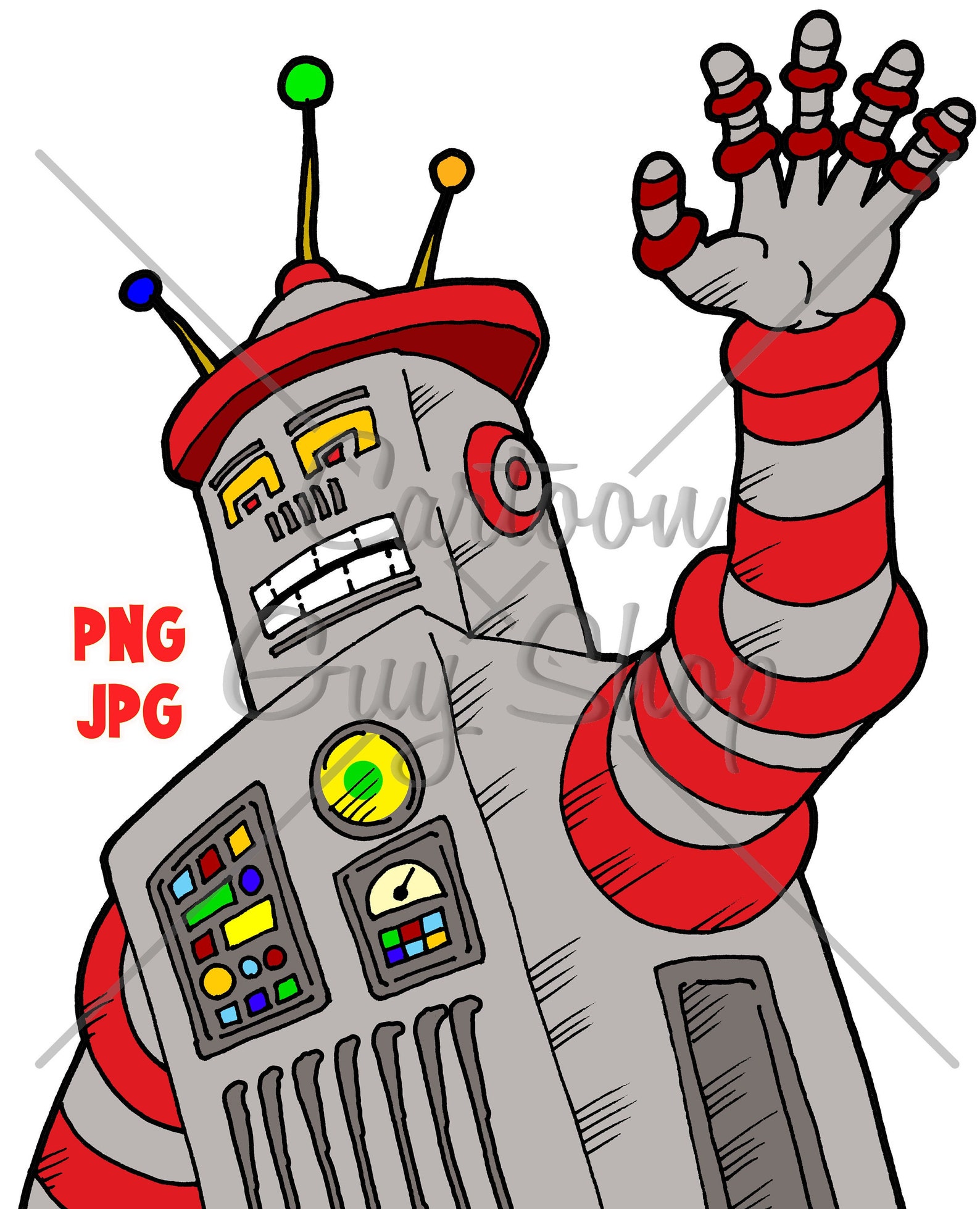 Angry Robot PNG JPG Cartoon Robot Clipart Téléchargement | Etsy
