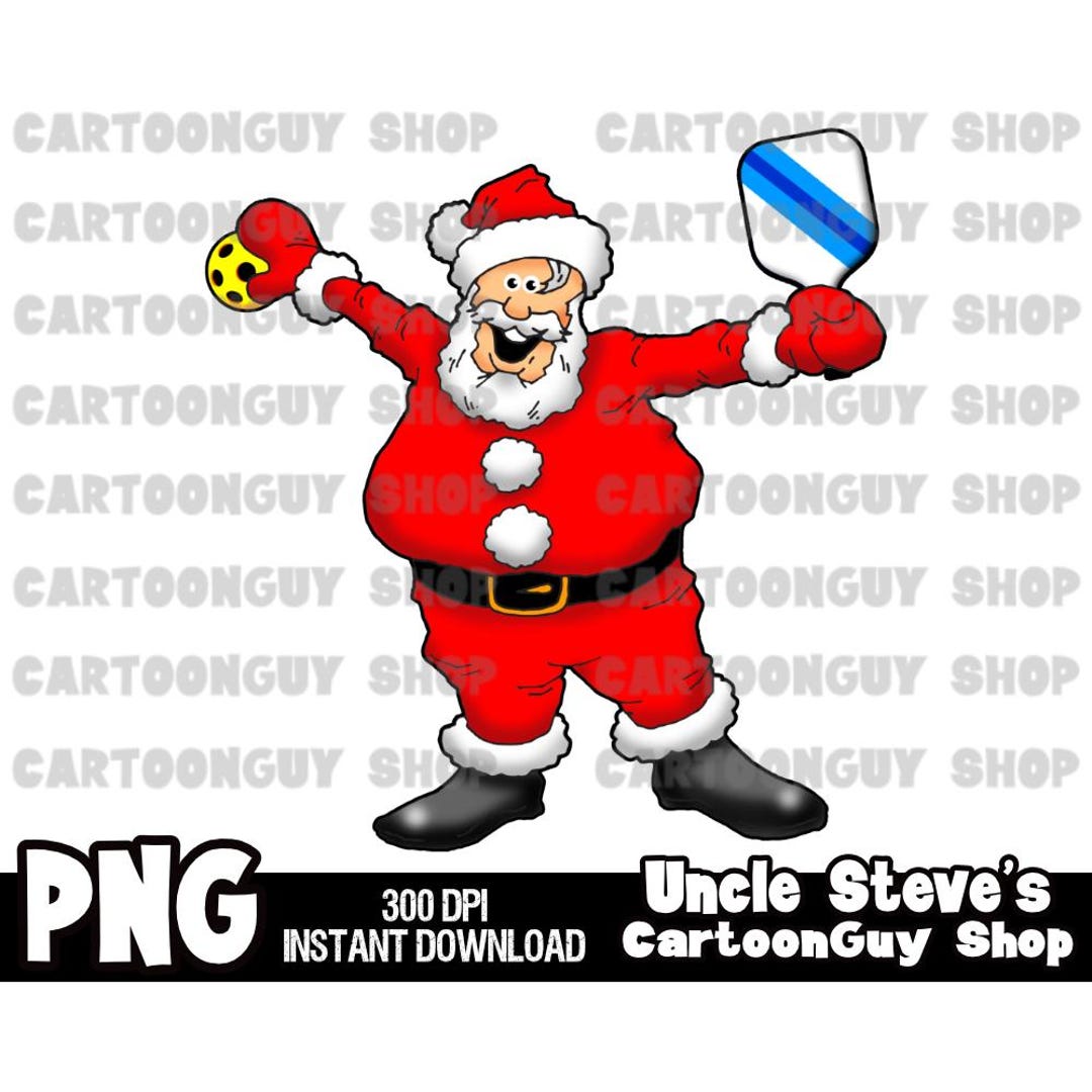 Pickleball Clip Art: Cartoon Santa Playing Pickleball Image (digital ...