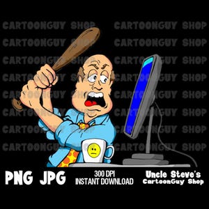 Computer Clip Art - Angry Computer User - PNG - JPG - Sublimation ...