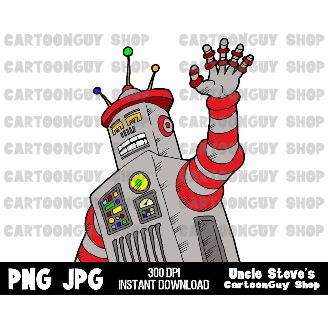 Robot Clip Art - Waving Robot - Android - PNG - JPG - Sublimation ...