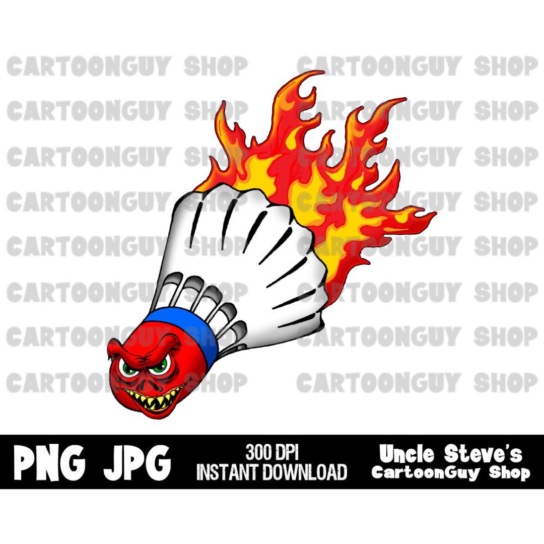Badminton Clip Art - Monster Shuttlecock - Flaming - PNG - JPG ...