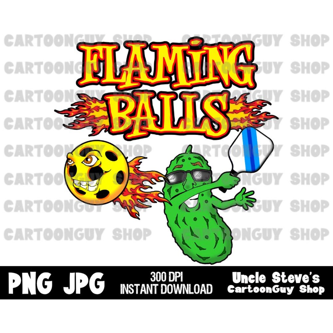 Pickleball Clipart: Flaming Balls Team Logo (PNG, JPG Digital Download ...