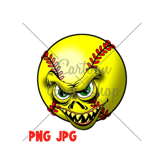 Softball Clipart Monster Softball PNG JPG Cartoon - Etsy