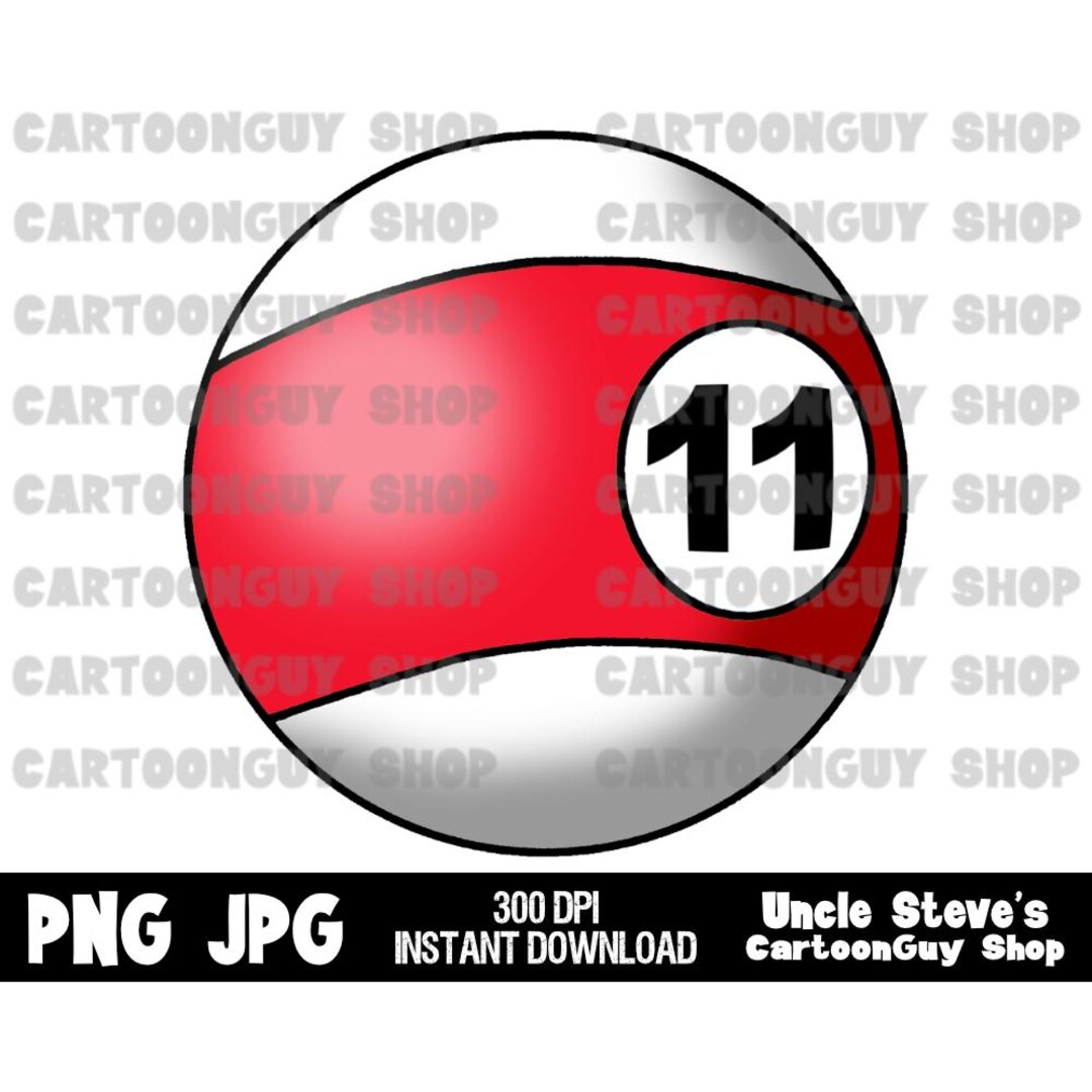 Billiards Clip Art - Number 11 Pool Ball - PNG - JPG - Sublimation ...