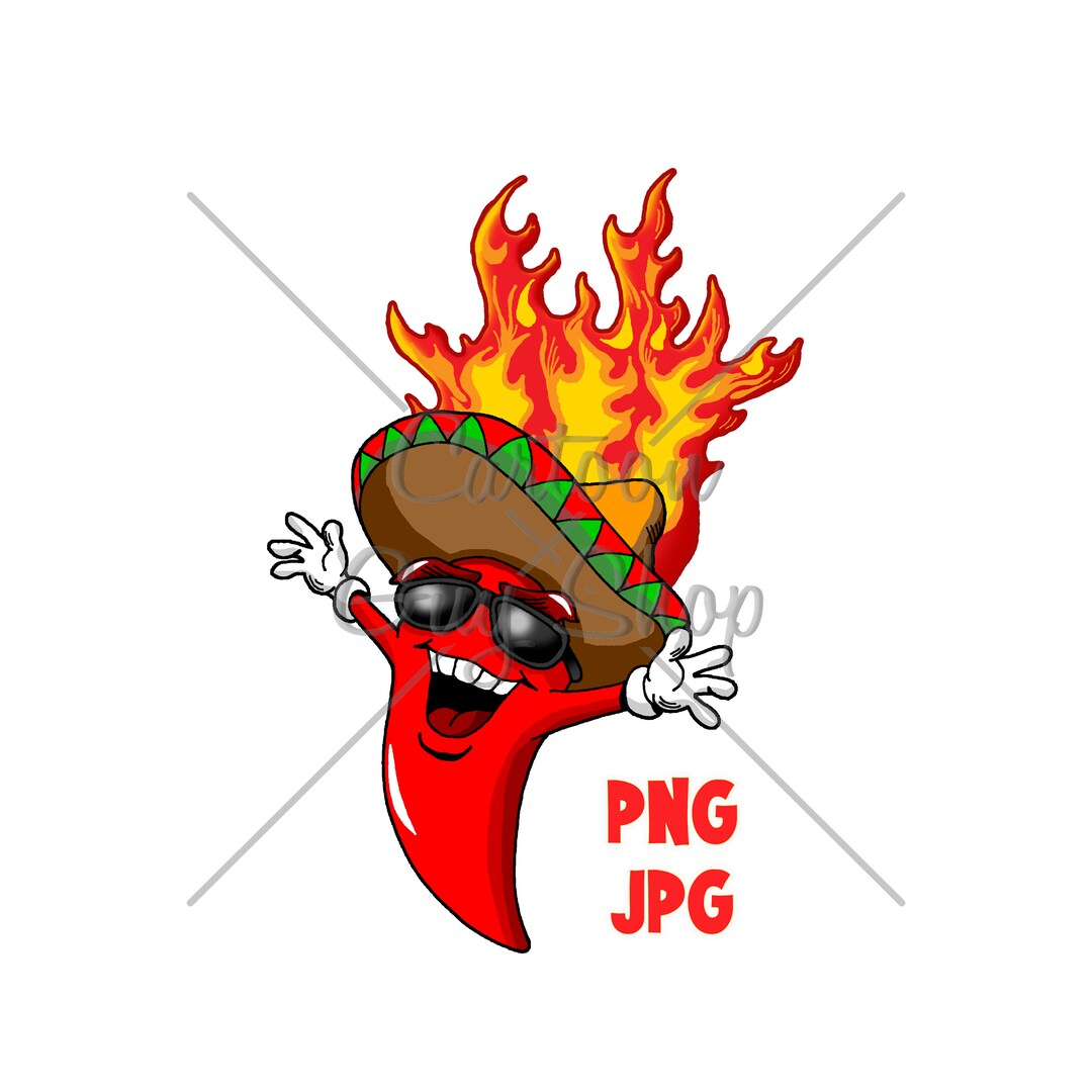 Hot Pepper Clipart Flaming Hot Pepper Png Cartoon Etsy