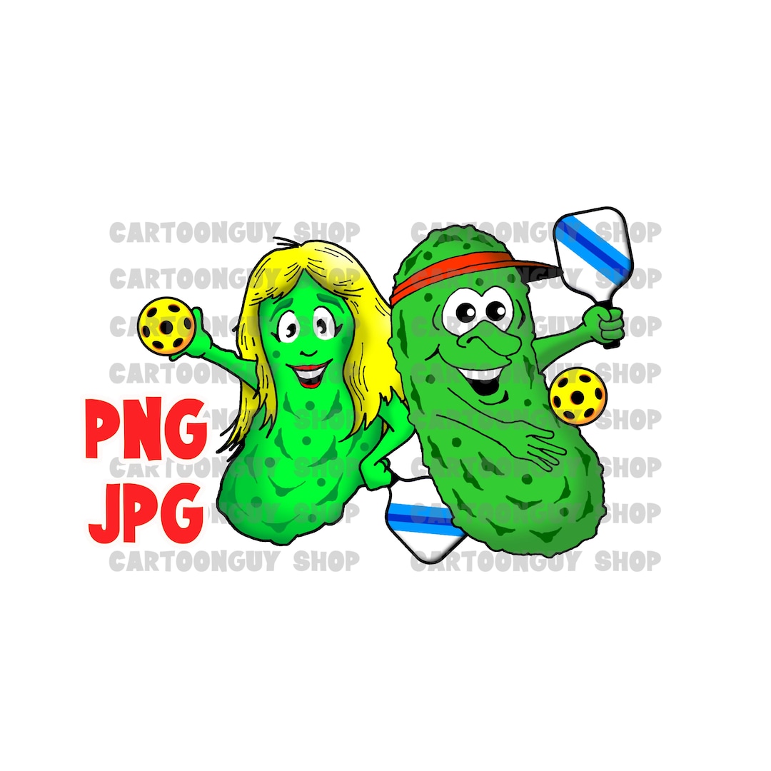 Pickleball Clip Art Happy Pickleball Couple PNG JPG Sublimation Cartoon ...