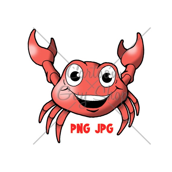 Crab Clipart Smiling Crab PNG JPG Cartoon Image - Etsy UK