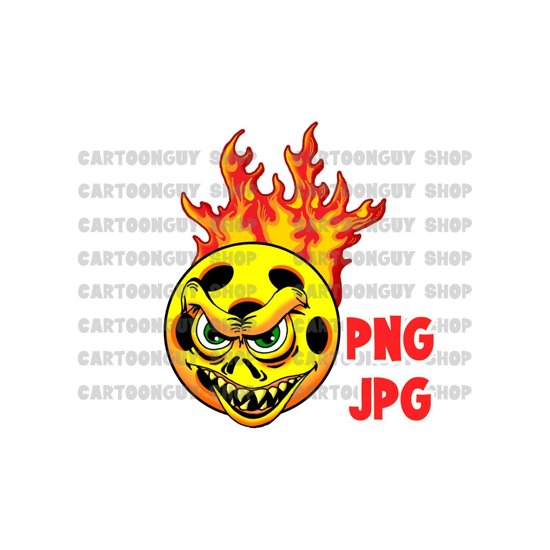 Pickleball Clip Art Flaming Monster Pickleball PNG JPG Cartoon Image ...