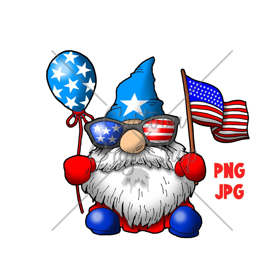 4th of July Clipart July 4th Gnome PNG JPG Cartoon Image Icon Digital ...