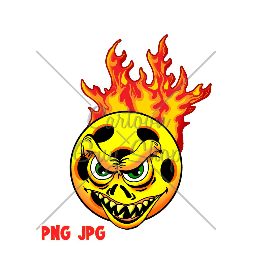 Pickleball Clipart Flaming Monster Pickleball PNG JPG Cartoon Image ...