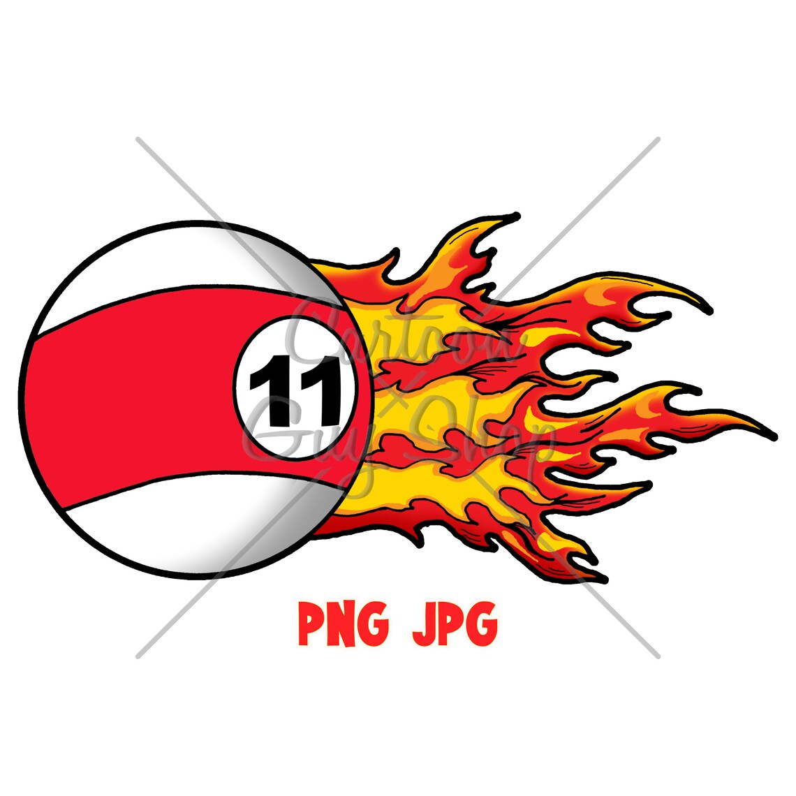 Flaming 11 Ball PNG JPG Cartoon Pool Ball Clipart - Etsy
