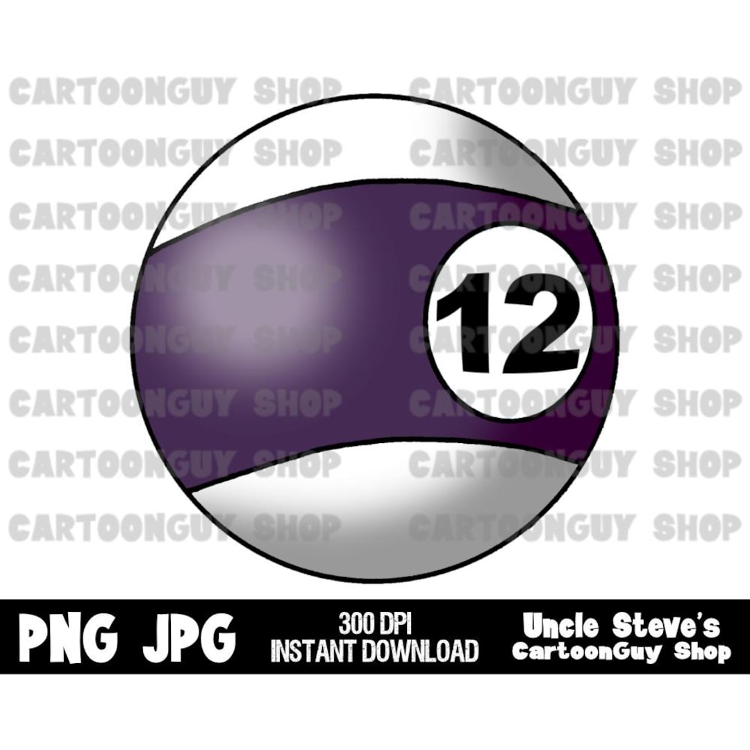Billiards Clip Art - Number 12 Pool Ball - PNG - JPG - Sublimation ...