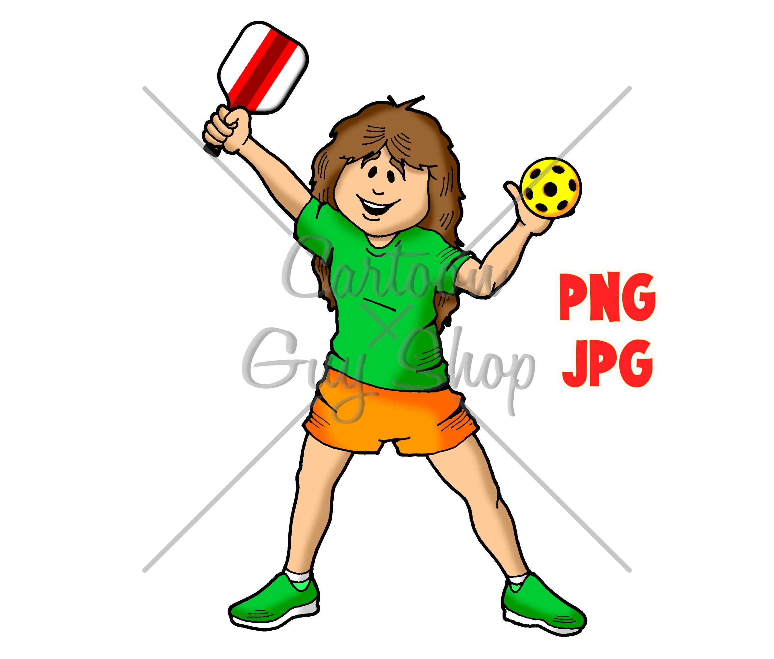 Pickleball Clipart Pickleball Girl PNG JPG Cartoon - Etsy Canada
