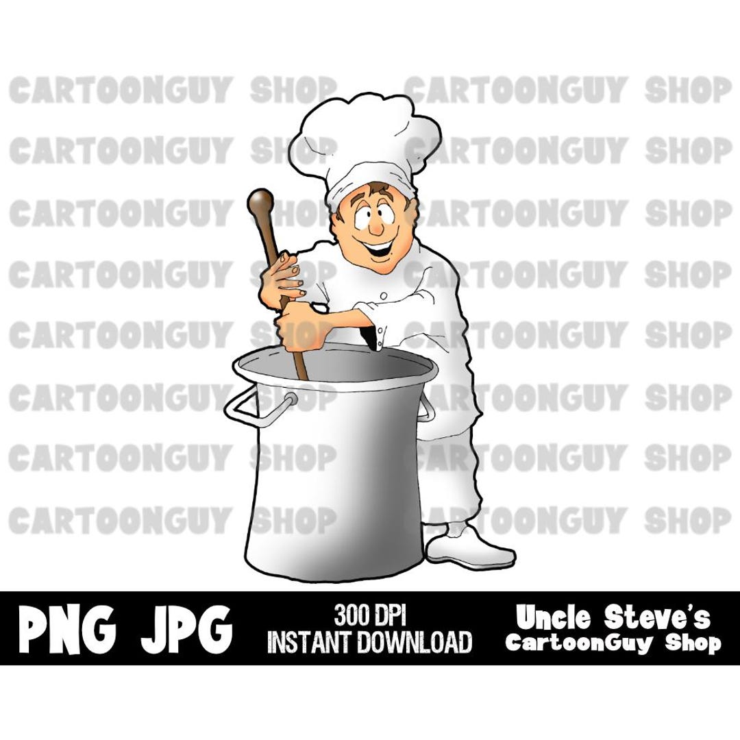 Chef Clip Art - Chef Cooking in the Kitchen - PNG - JPG - Sublimation ...