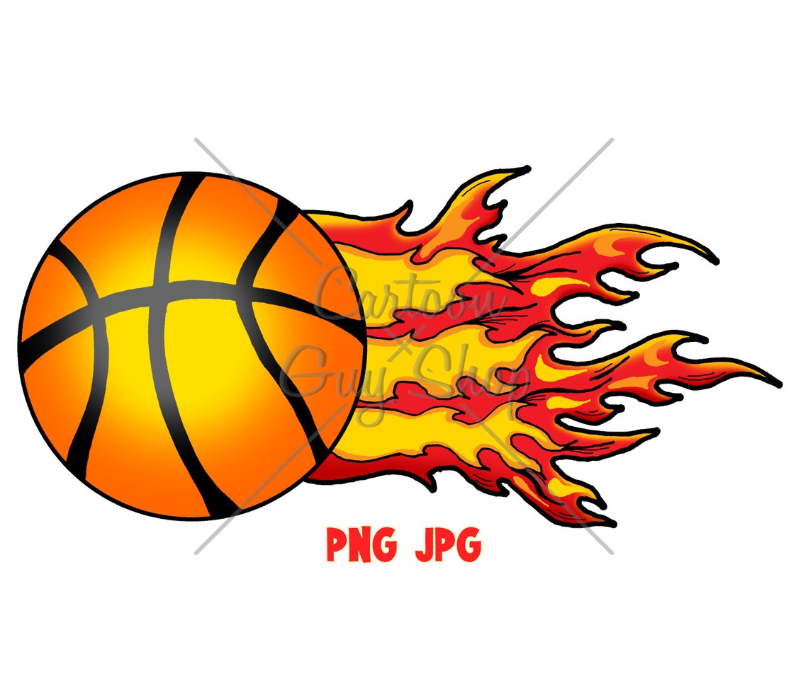 Basketball Clipart Flaming Basketball PNG JPG Cartoon - Etsy