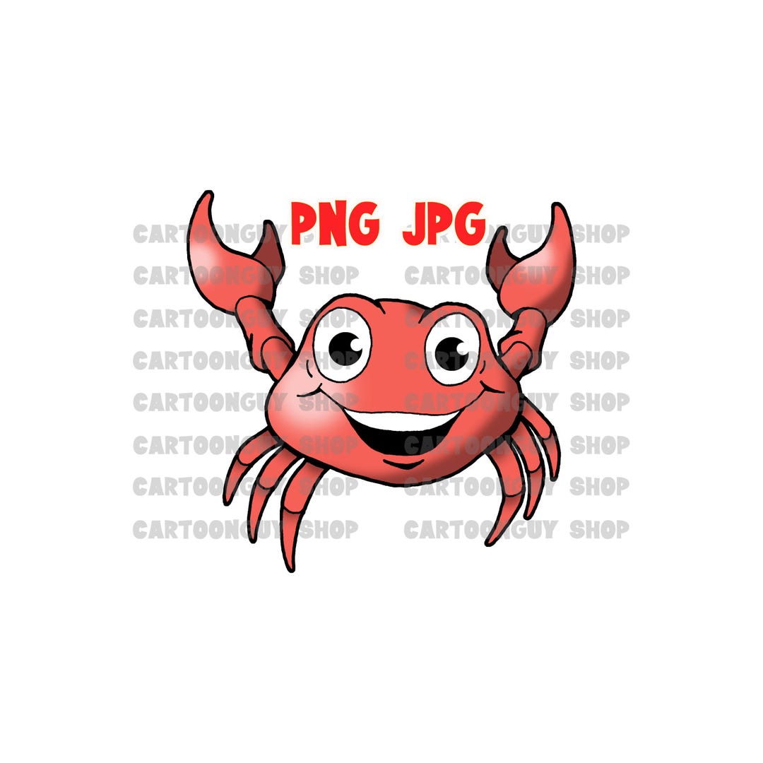 Crab Clip Art Smiling Crab Seafood PNG JPG Sublimation Cartoon Image ...