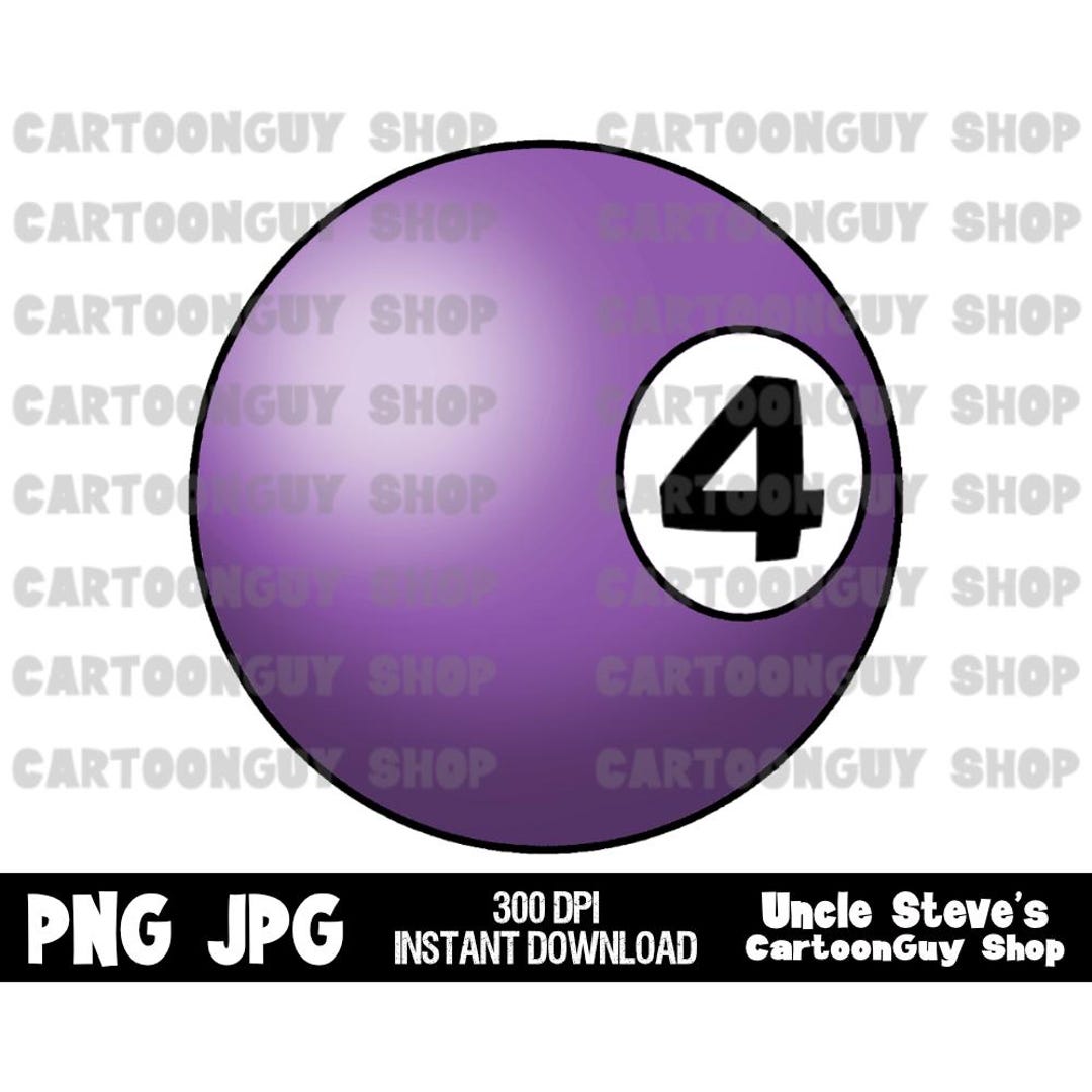 Billiards Clip Art - Number 4 Pool Ball - PNG - JPG - Sublimation ...
