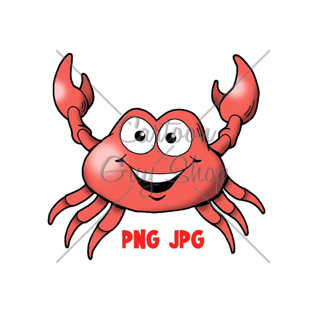 Crab Clipart Happy Crab PNG JPG Cartoon Image - Etsy