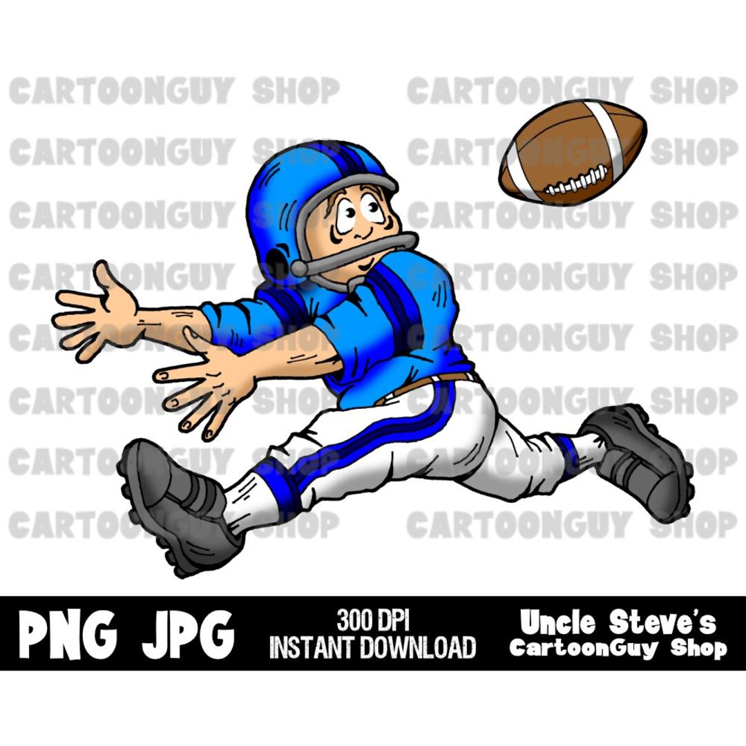 Football Clip Art - Football Player - Making a Catch - PNG - JPG ...