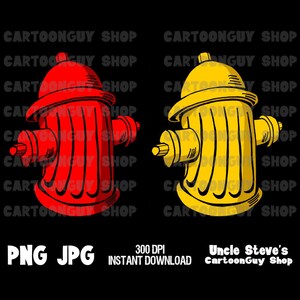 Fire Hydrant Clip Art: Red and Yellow Cartoon (digital Download) - Etsy