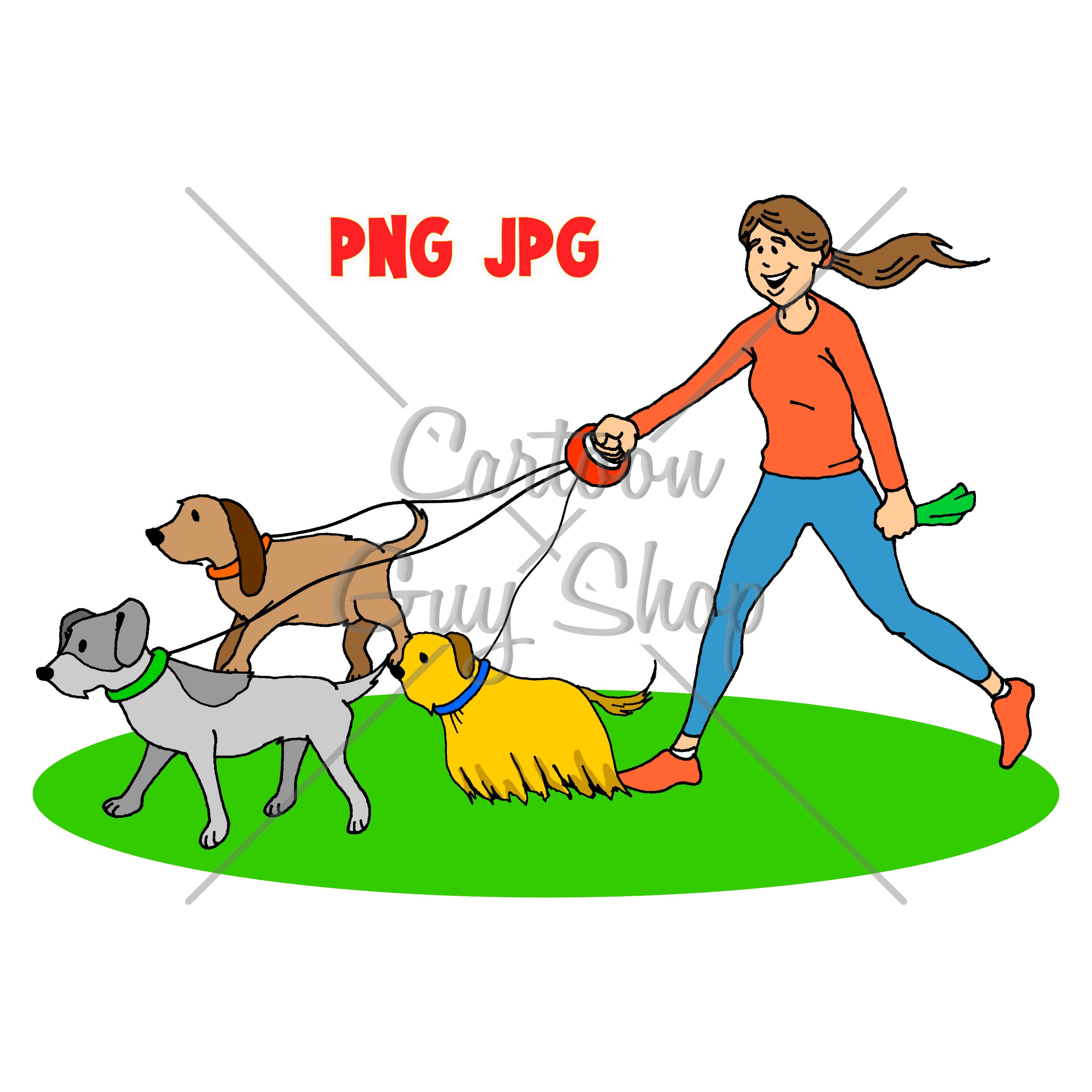 Dog Walker Clipart Walking Dogs PNG JPG Cartoon - Etsy Australia