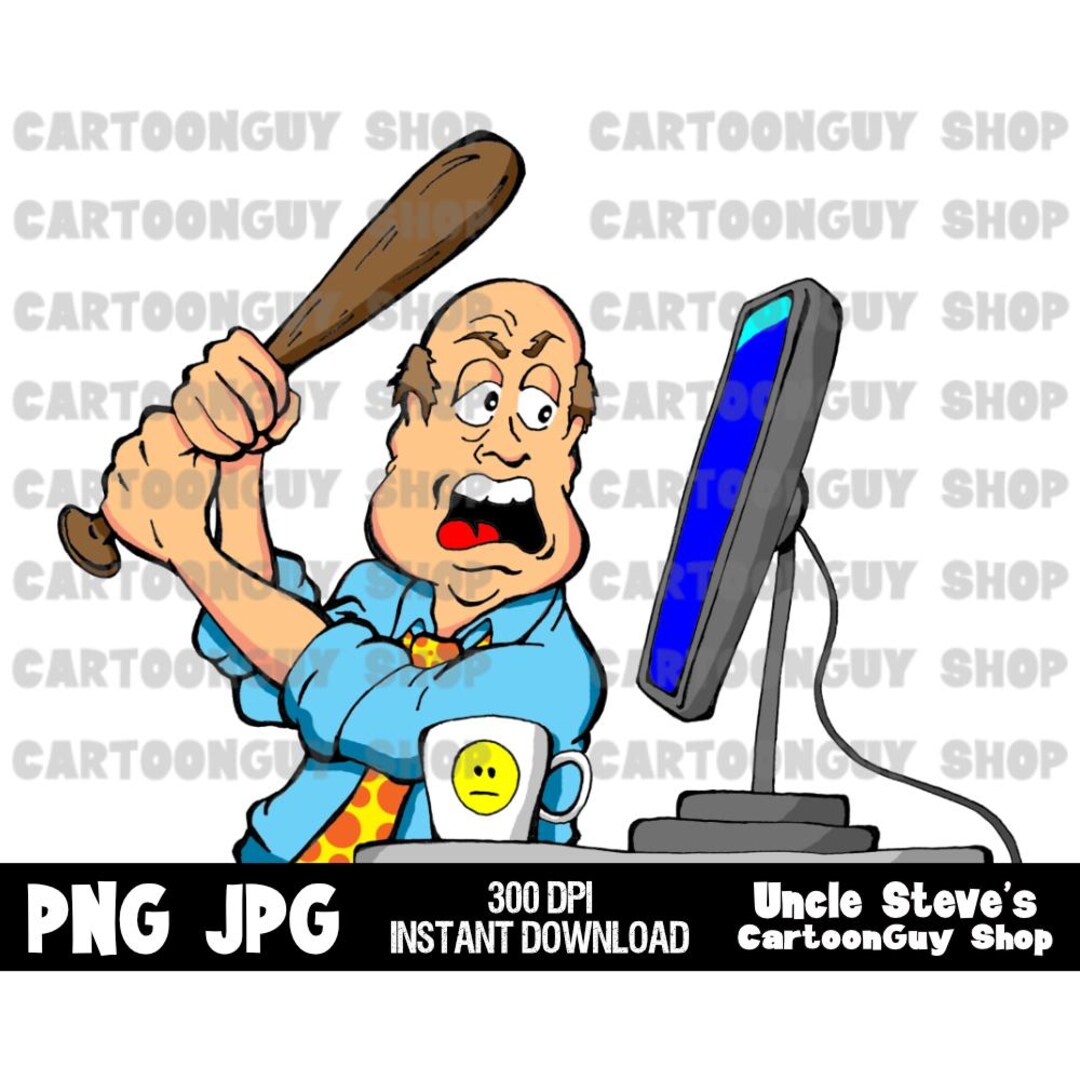 Computer Clip Art - Angry Computer User - PNG - JPG - Sublimation ...