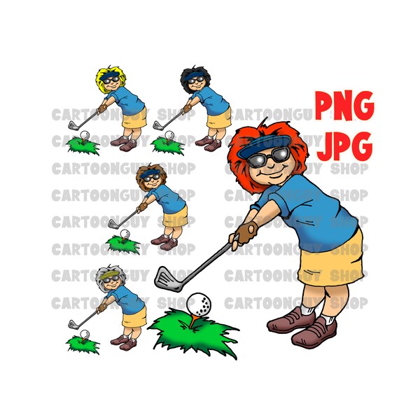 Lady Golfer Cartoon Clipart - Etsy