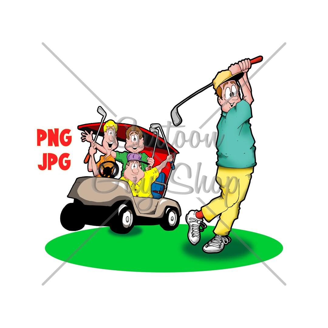 Golf Clipart Men Golfing PNG JPG Cartoon Image - Etsy UK