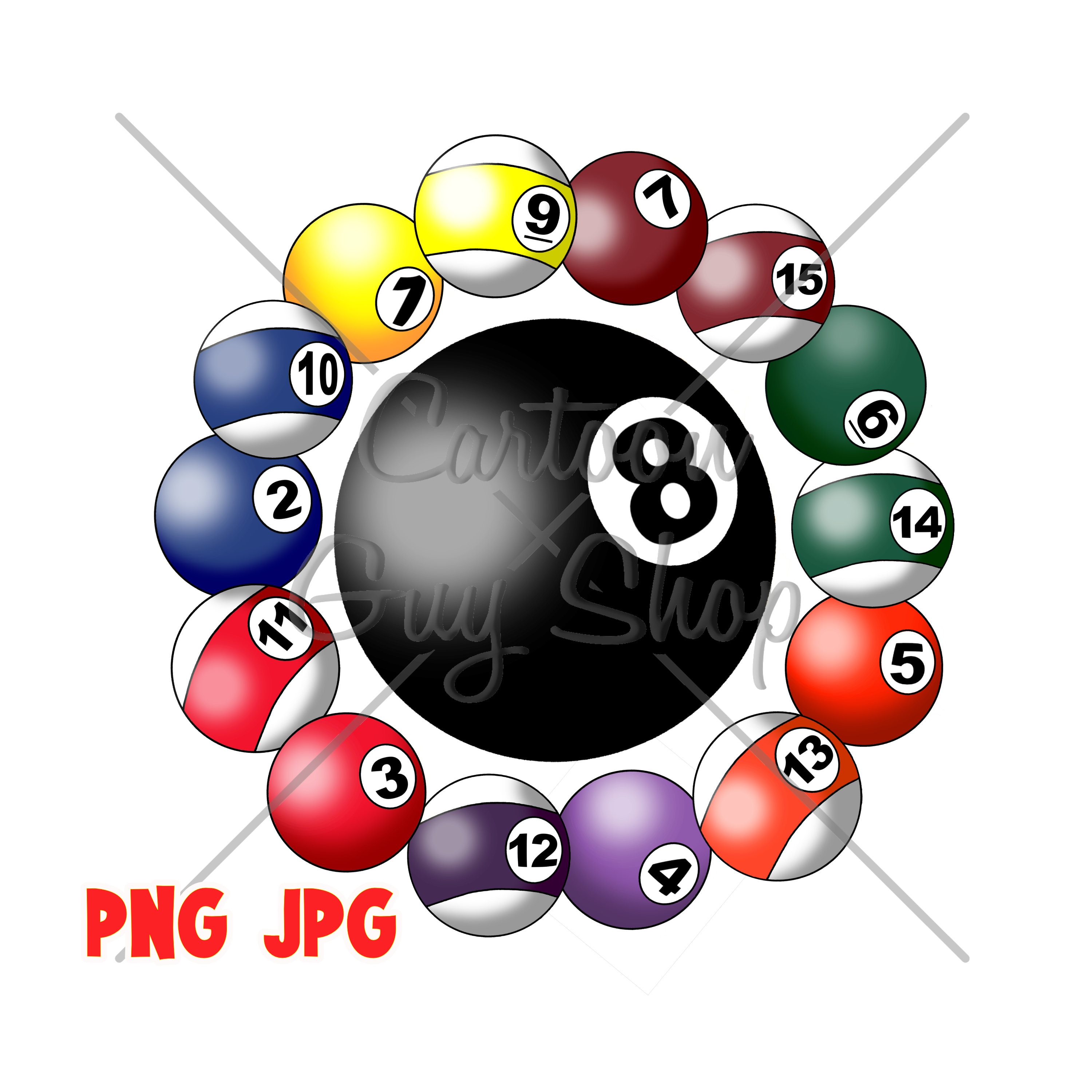 Billiards Clipart 8 Ball Game PNG JPG Cartoon Image - Etsy Australia
