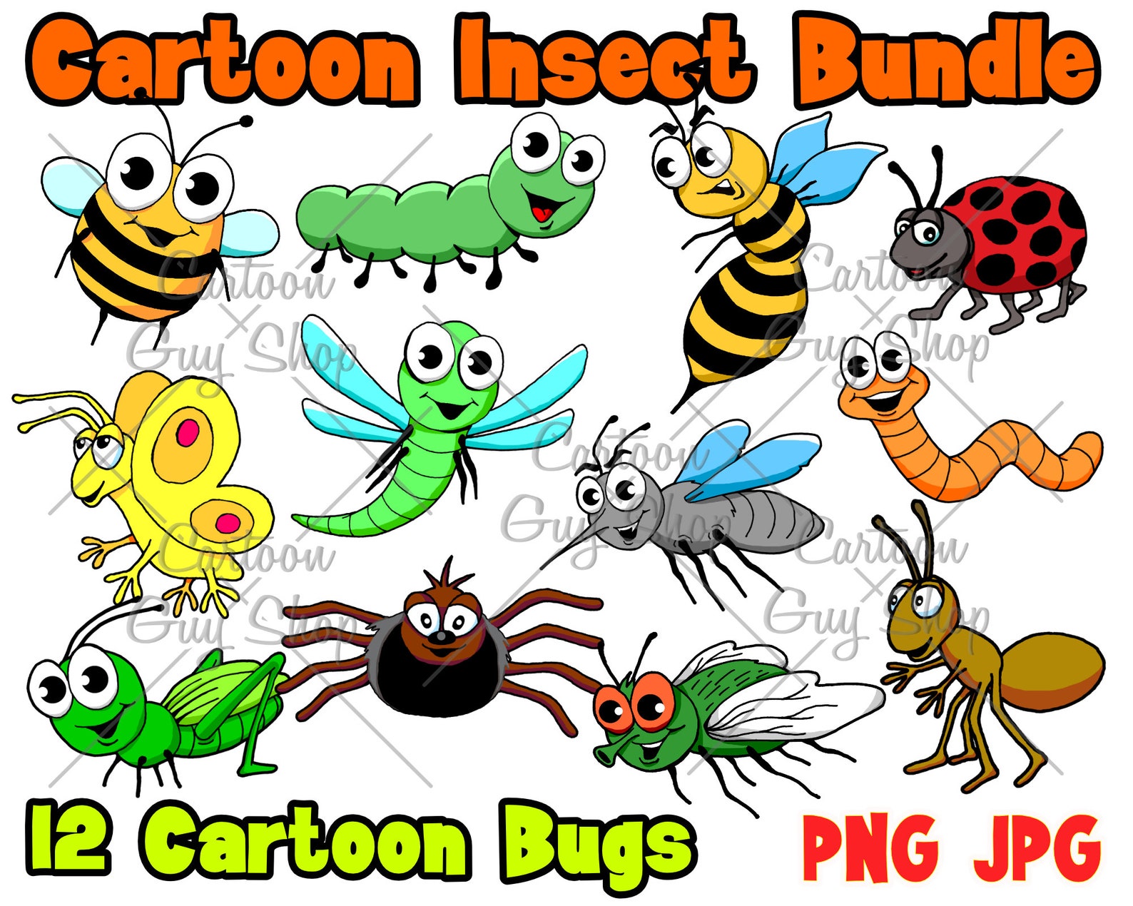 Insekten Clipart Bundle PNG JPG Cartoon Insekten Clipart - Etsy