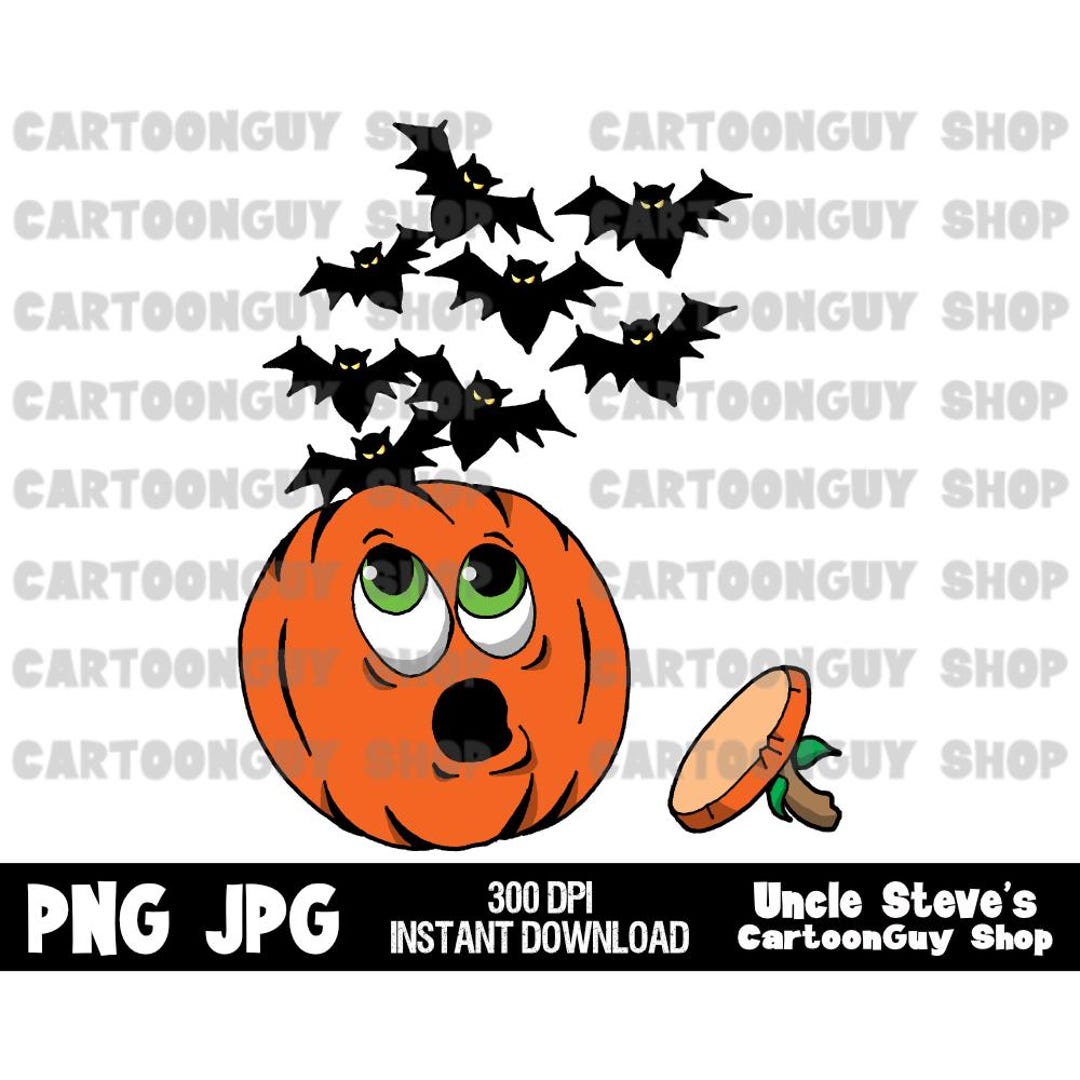 Halloween Clip Art - A Pumpkin With Many Bats - PNG - JPG - Sublimation ...