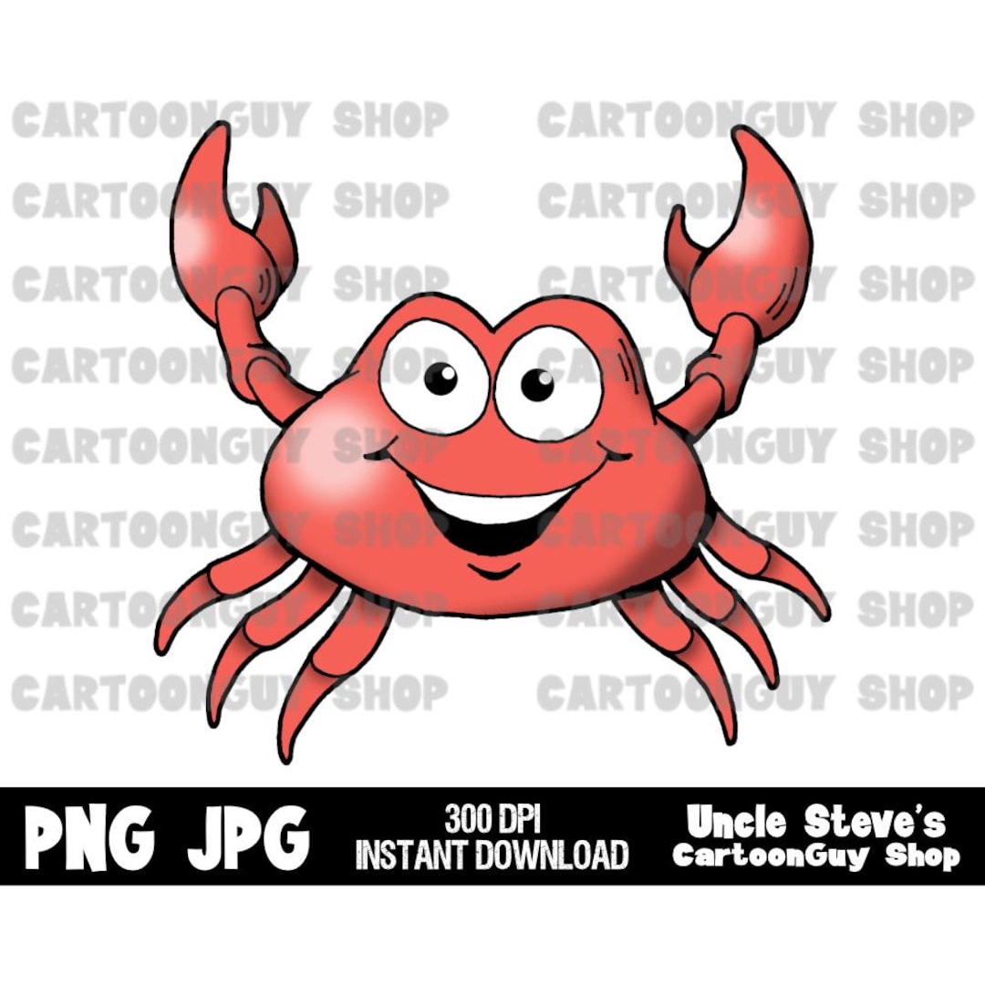 Crab Clip Art - Happy Crab - Shellfish - PNG - JPG - Sublimation ...