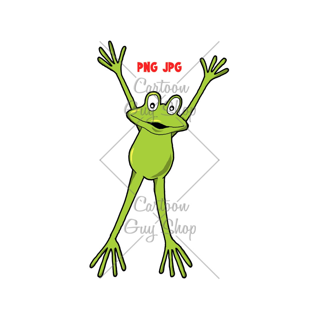 Animal Clipart Leaping Frog PNG JPG Cartoon Image Icon Digital Download ...