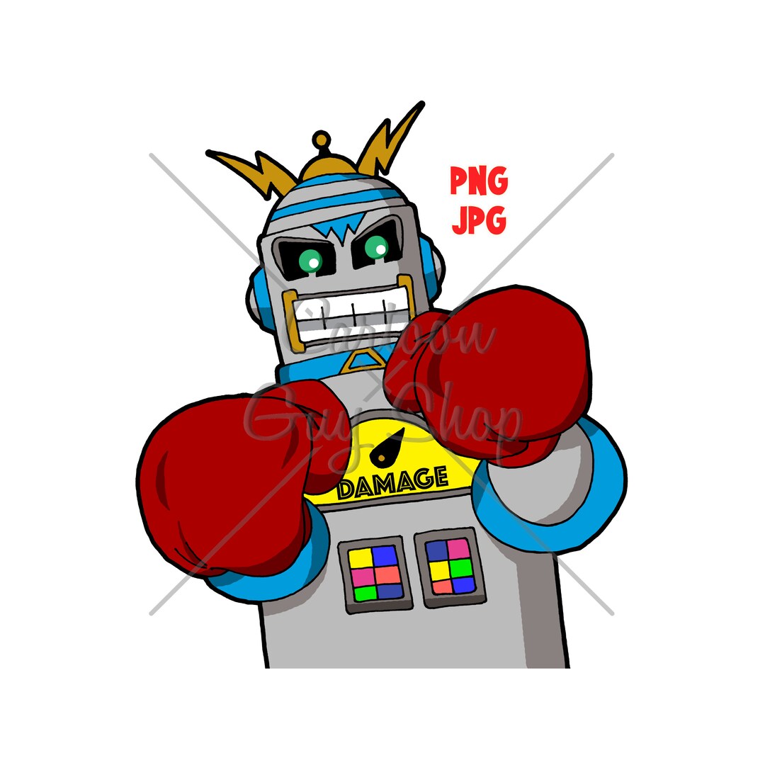 Robot Clip Art Boxing Robot Clipart PNG JPG Cartoon Image Icon Digital ...