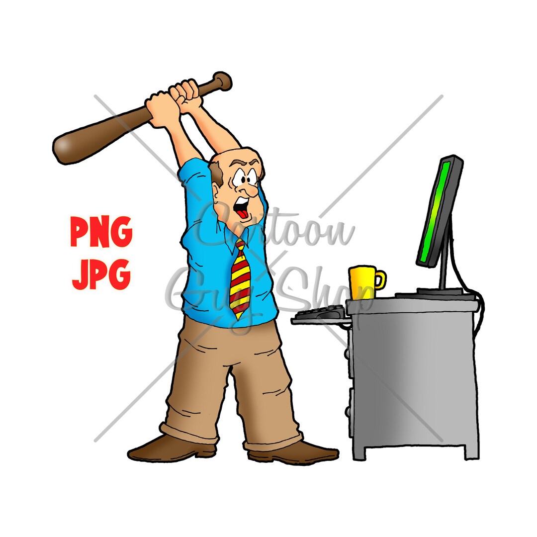 Computer Clipart Angry End User PNG JPG Cartoon - Etsy