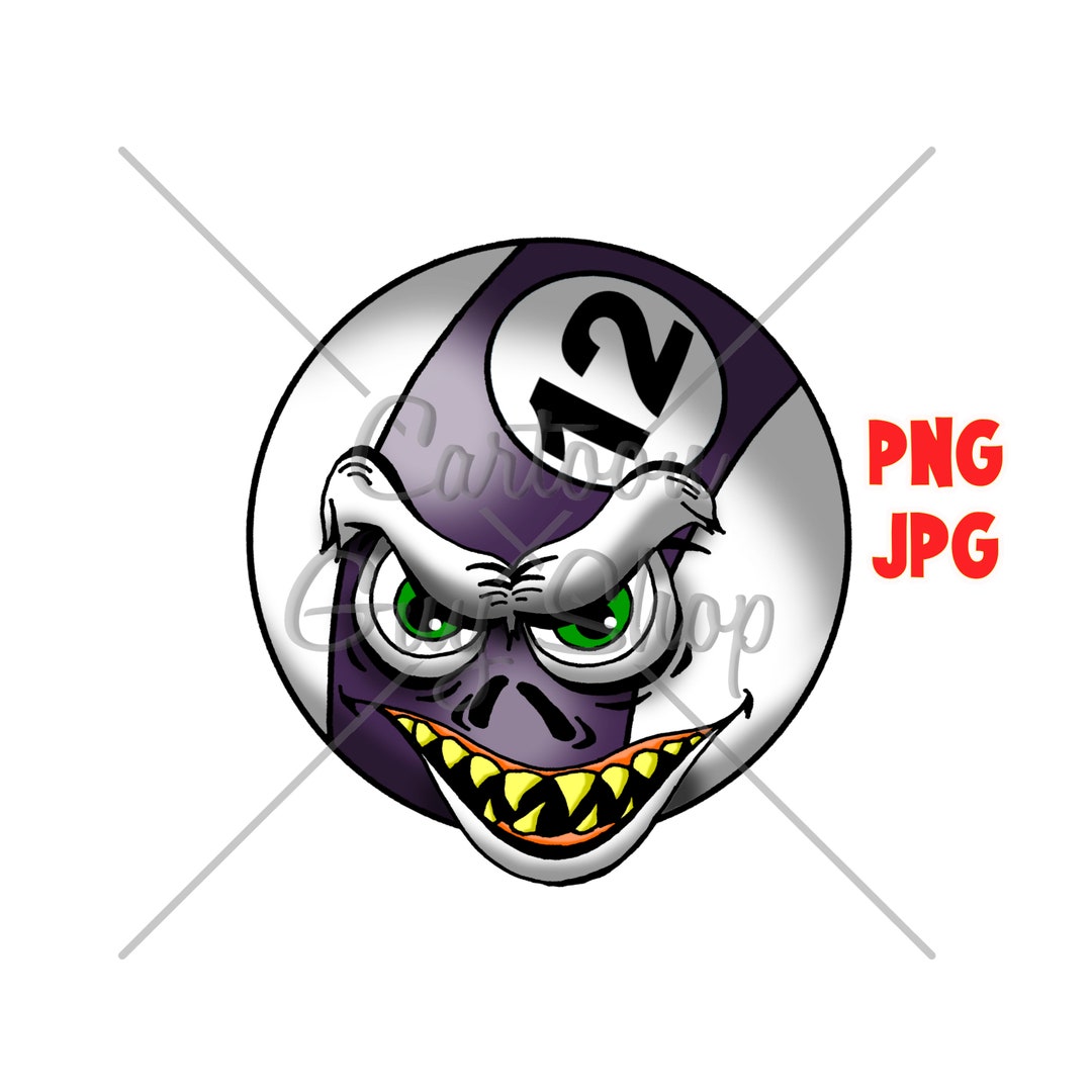 Monster 12 Ball PNG JPG Cartoon Pool Ball Clipart Billiards Image ...