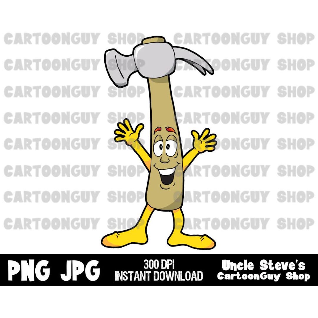 Tool Clip Art - Happy Hammer - PNG - JPG - Sublimation - Cartoon ...