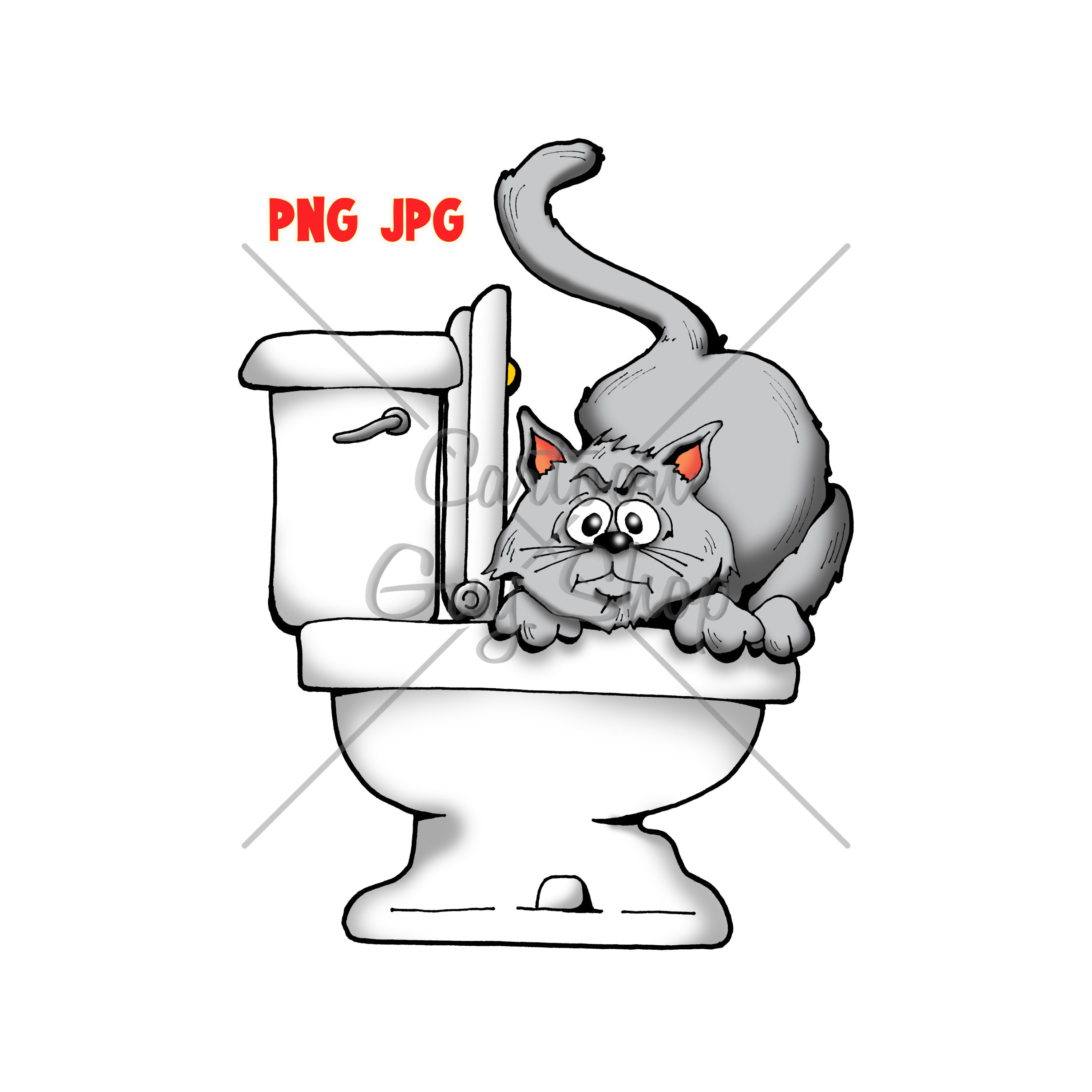 Cat Clipart Toilet Cat PNG JPG Cartoon Image - Etsy Ireland