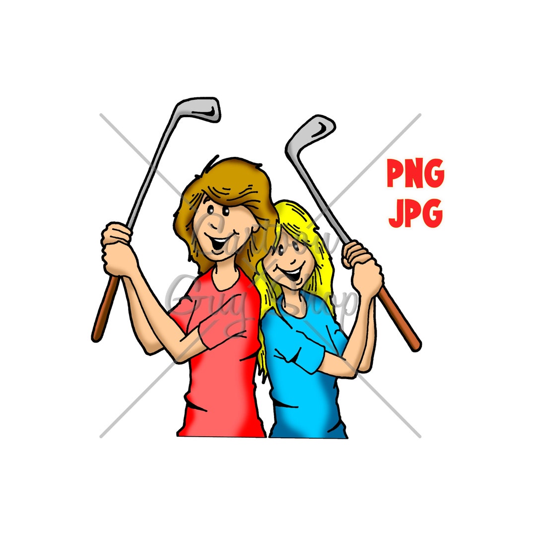 Golf Clipart Womens Golf PNG JPG Cartoon Image Digital Download. - Etsy