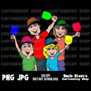 Pickleball Clip Art - Happy Pickleball Family - PNG - JPG - Sublimation ...
