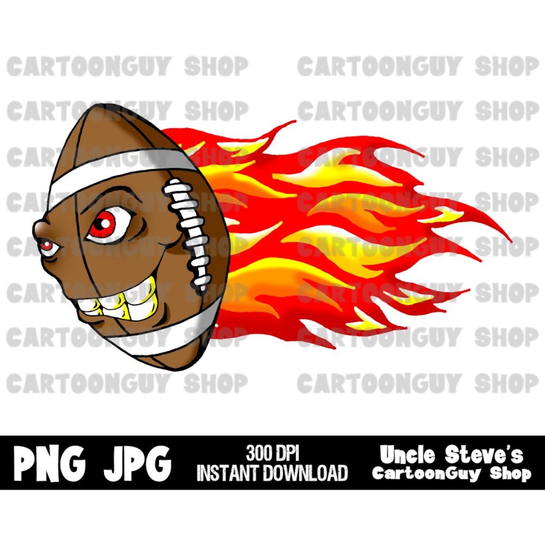 Football Clip Art - Flaming Monster Football - PNG - JPG - Sublimation ...