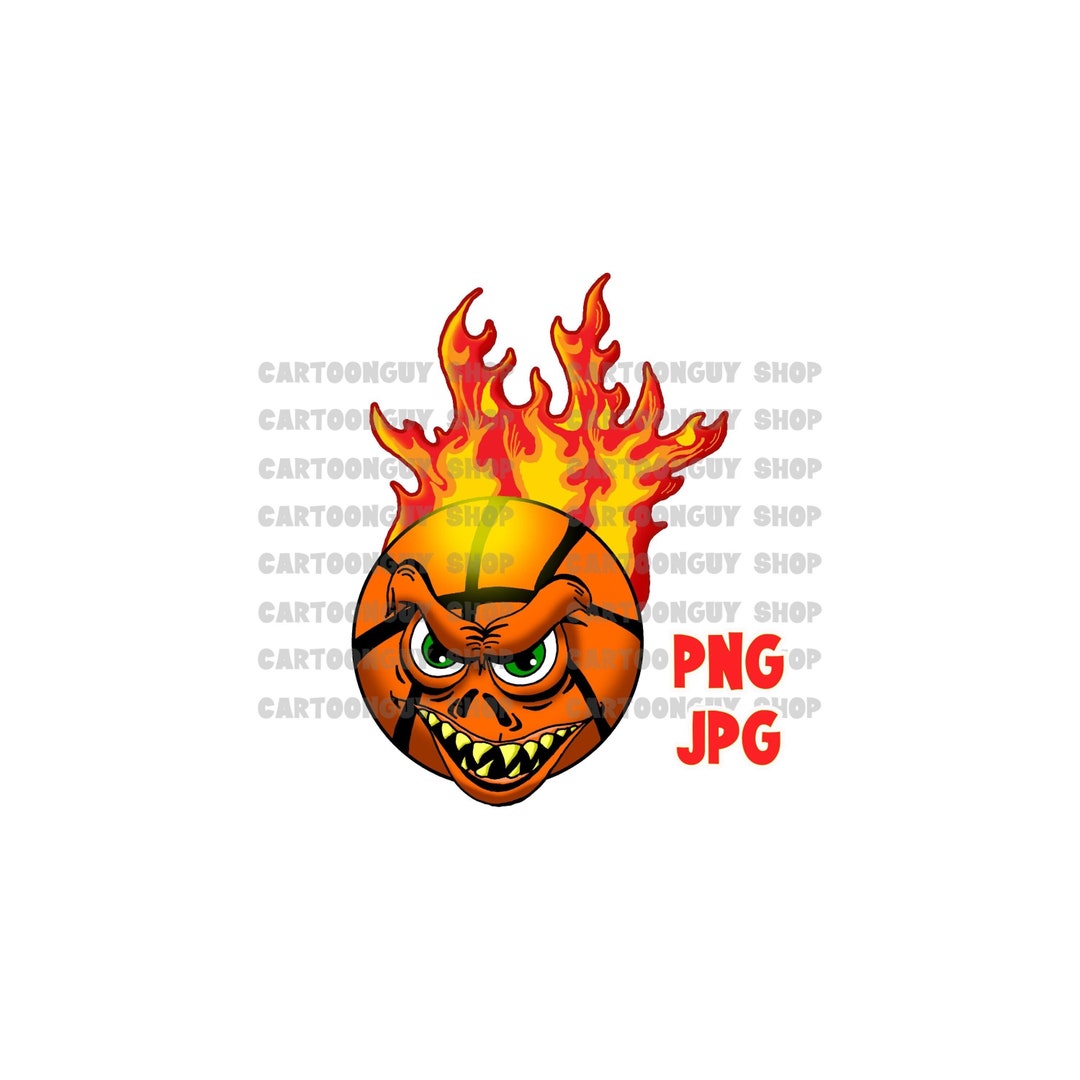 Basketball Clip Art Monster Basketball Flaming PNG JPG Sublimation ...