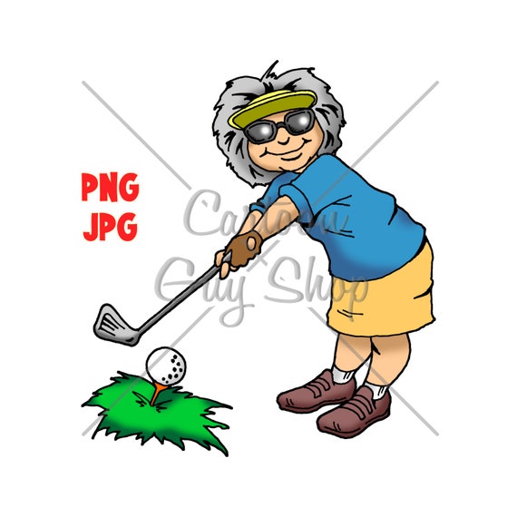 Golf Clipart Woman Golfing PNG JPG Cartoon Image - Etsy UK