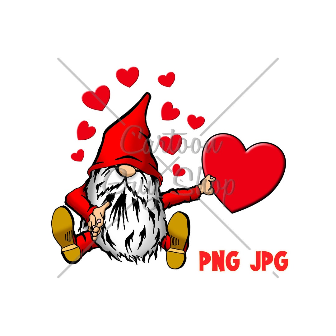 The Valentine Gnome PNG JPG Valentine's Day SUBJECT Clipart Digital ...